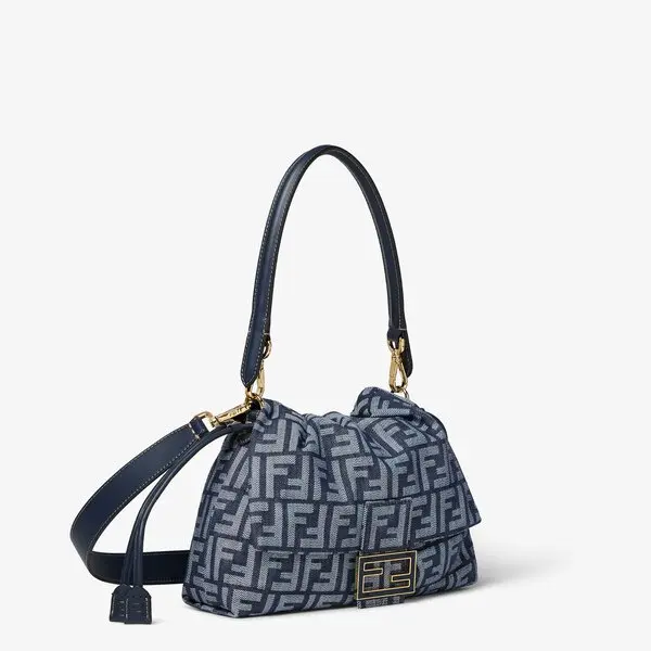Fendi Baguette® Soft Medium Dark Blue Denim-effect Ff Jacquard Bag